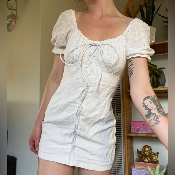 For Love And Lemons | Dresses | Pointelle And White Denim Cottage Core ...